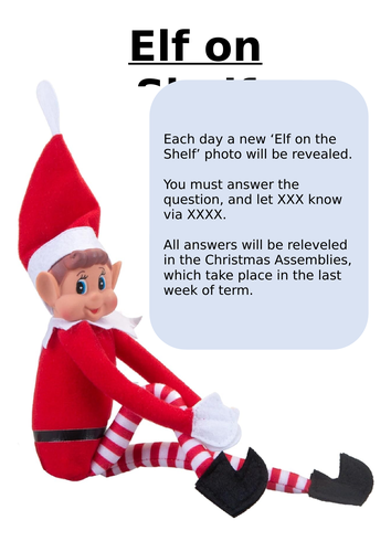 Elf on the Shelf - 24 photos and questions - Quiz | Teaching Resources
