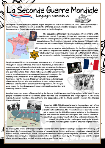 France during WWII - CfW - Languages connect us | Teaching Resources