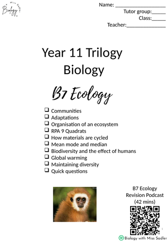 AQA B7 Ecology Trilogy Biology GCSE lessons (10 lessons) | Teaching ...