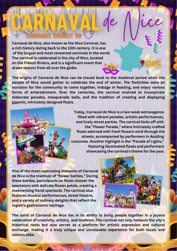 Carnaval de Nice - CfW - Languages connect us | Teaching Resources