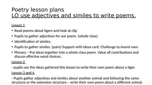 Poetry using similes and adjectives | Teaching Resources