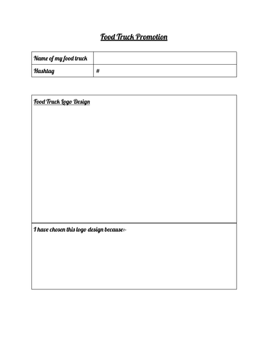 Business Enterprise Design a Food Truck Challenge Activity | Teaching ...