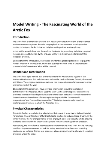 Article Writing Task - Animals | Teaching Resources