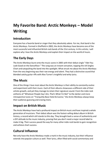 Your Favourite Band or Singer - Research and Writing Task | Teaching ...
