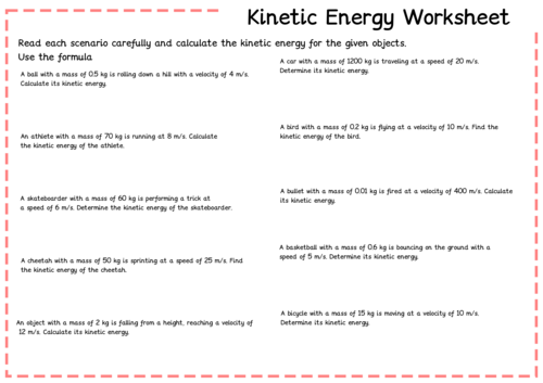 GCSE (1-9) Physics Kinetic Energy Worksheet | Teaching Resources