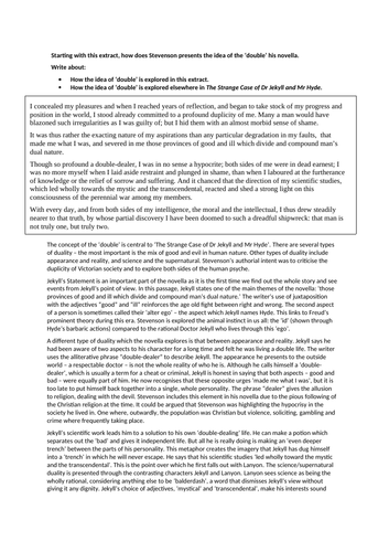 AQA Jekyll and Hyde Essay Grade 9 | Teaching Resources