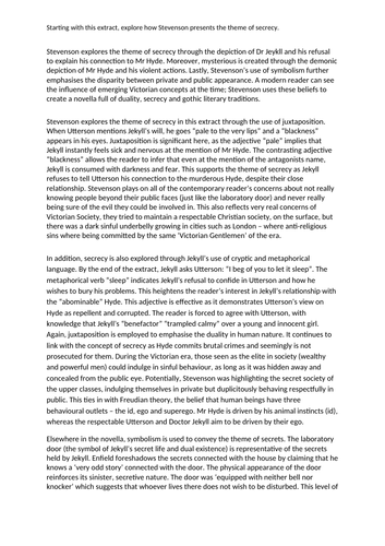 AQA Jekyll and Hyde Essay, Grade 9 | Teaching Resources