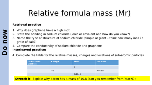 Relative formula mass | Teaching Resources