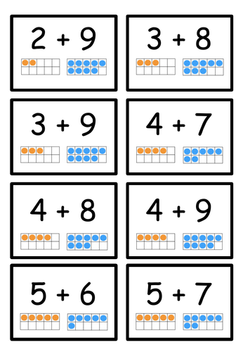 Addition within 20 Factual Fluency Flash Cards (with Ten Frame ...