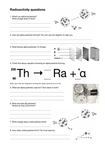 AQA radioactivity types worksheet, 9-1 GCSE | Teaching Resources