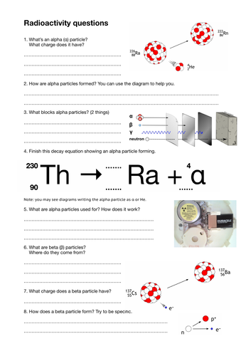AQA radioactivity types worksheet, 9-1 GCSE | Teaching Resources