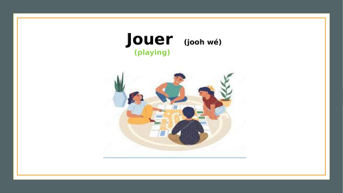 Present tense regular verbs in "er" jouer with pictures and ...