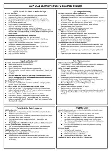 AQA GCSE Chemistry - Paper 1 and 2 on a page | Teaching Resources