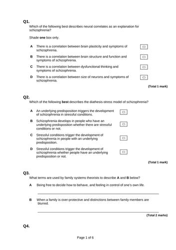 AQA A Level Psychology - Schizophrenia - Psychological explanation of ...