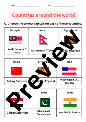 Printable Countries Around the World Social Studies Reading for Grade 1 ...