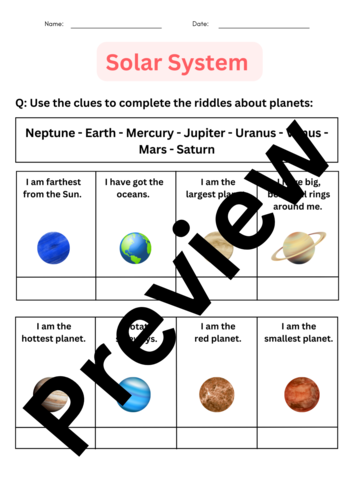 Printable Preschool Solar System Worksheets for Kindergarten | Teaching ...