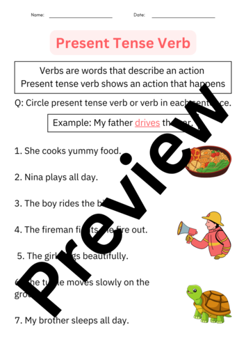 Printable Grammar Simple Present Tense Verb Worksheets With Answers for ...