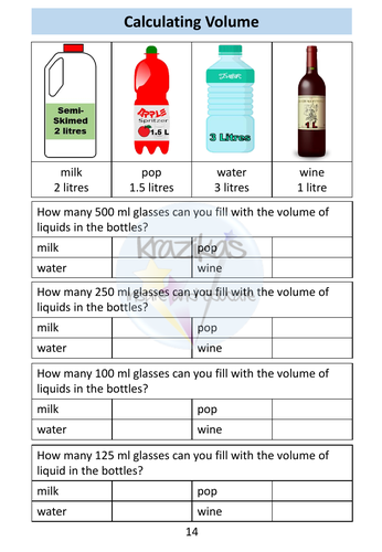 Volume and Capacity Workbook - Level 1 Functional Skills Maths ...