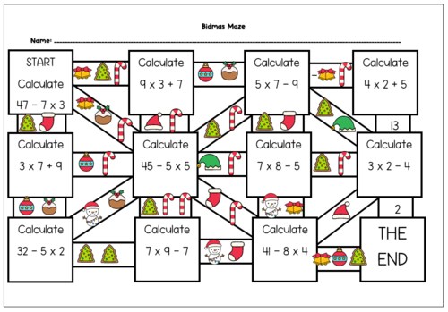 Christmas Maths- Bidmas Mazes | Teaching Resources