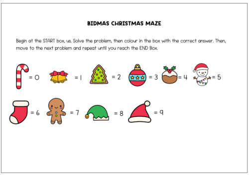 Christmas Maths- Bidmas Mazes | Teaching Resources