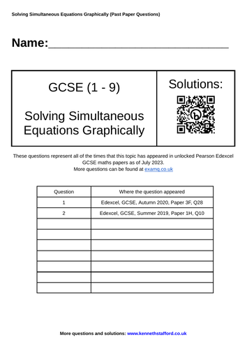 Solving Simultaneous Equations Graphically. GCSE Maths Past Paper ... Solving Simultaneous Equations Graphically. GCSE Maths Past Paper ...