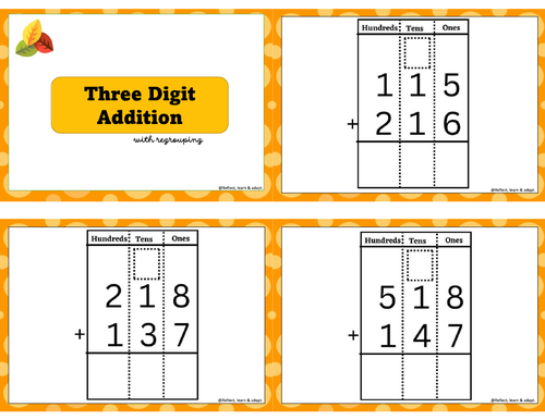 Three Digit Addition with regrouping | Adaptive Math Fact Fluency ...