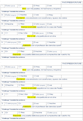 SPANISH LISTENING: TENSE AND WHO EXAM PRACTISE | Teaching Resources
