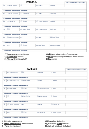SPANISH LISTENING: TENSE AND WHO EXAM PRACTISE | Teaching Resources