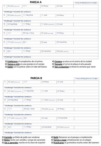 SPANISH LISTENING: TENSE AND WHO EXAM PRACTISE | Teaching Resources