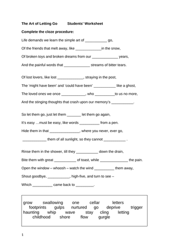 The Art of Letting Go - poetry Comprehension & Appreciation | Teaching ...