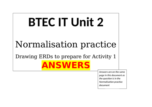 BTEC IT Unit 2 Databases Activity 1 practice booklets WITH DETAILED ...