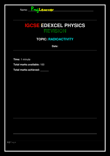 Igcse Edexcel Radioactivity Teaching Resources