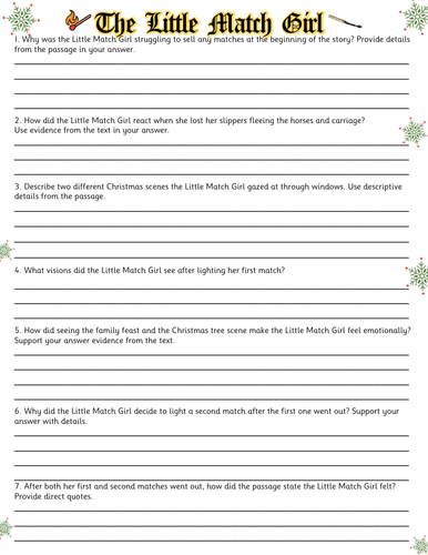 Little Match Girl Christmas Story | Teaching Resources