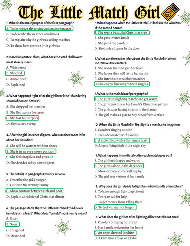 Little Match Girl Christmas Story | Teaching Resources