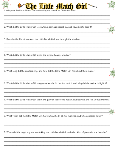 Little Match Girl Christmas Story | Teaching Resources