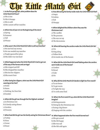 Little Match Girl Christmas Story | Teaching Resources