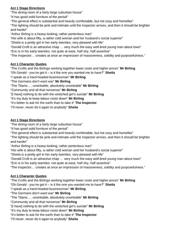 An Inspector Calls: Act 1 | Teaching Resources