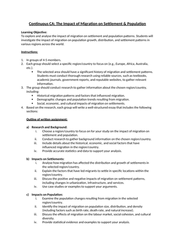 Population, Migration and Settlement | Teaching Resources