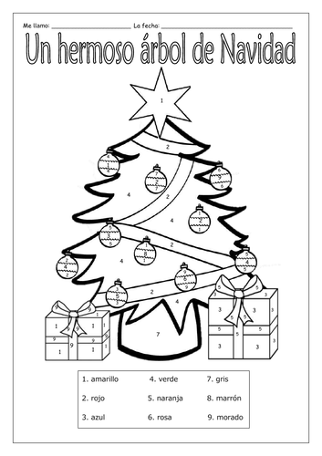 SPANISH - FELIZ NAVIDAD - CHRISTMAS - Colour by numbers | Teaching ...