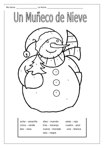 SPANISH - FELIZ NAVIDAD - CHRISTMAS - Colour by numbers | Teaching ...