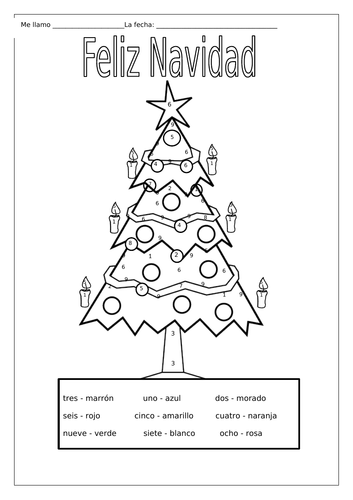 SPANISH - FELIZ NAVIDAD - CHRISTMAS - Colour by numbers | Teaching ...