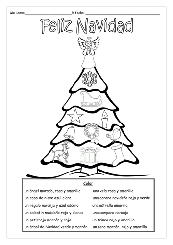 SPANISH - FELIZ NAVIDAD - CHRISTMAS - Colour by numbers | Teaching ...