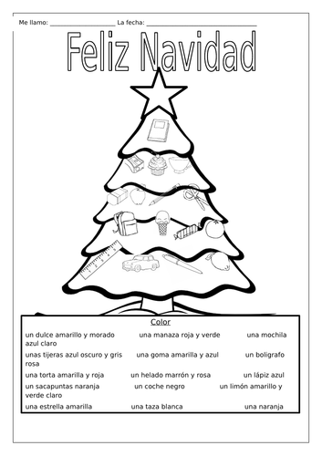 SPANISH - FELIZ NAVIDAD - CHRISTMAS - Colour by numbers | Teaching ...