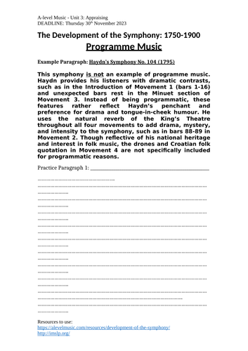 The Development of the Symphony (1750-1900): Programme Music | Teaching ...