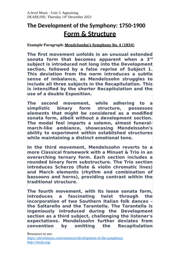The Development of the Symphony (1750-1900): Form & Structure ...