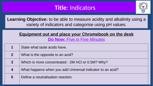 Indicators and pH lesson | Teaching Resources