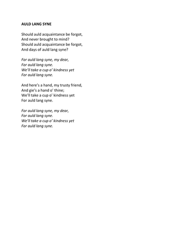 Classical Poetry - auld Lang Syne - song, dance | Teaching Resources