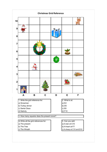 Christmas Grid Reference - Year 3 | Teaching Resources