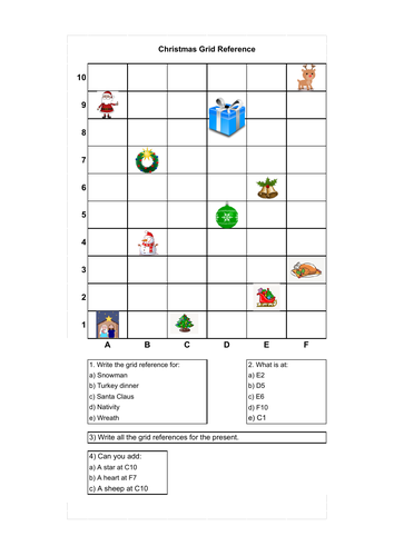 Christmas Grid Reference - Year 3 | Teaching Resources