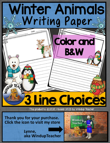 Winter Animal Writing Papers - Penguins, Polar Bears, Reindeer and More ...